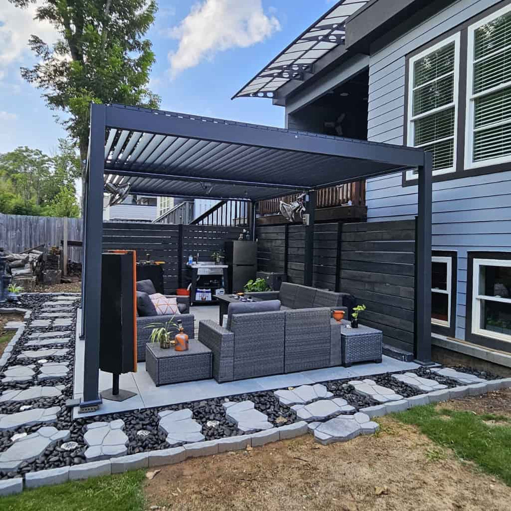 Bon Pergola 13x19 Villa Pergola with Motorized Louver and Edge Lightin