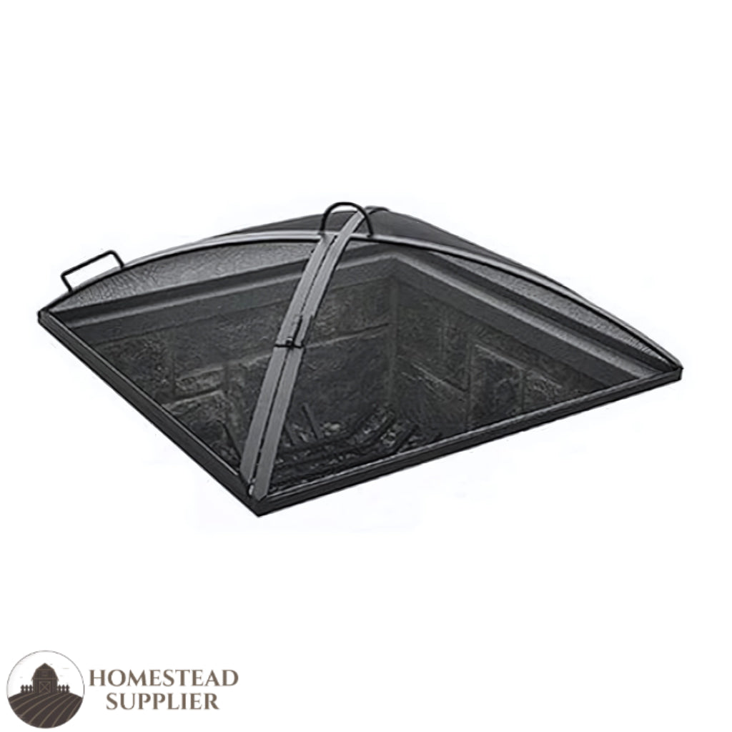 Fire Pit Screen with Hinged Access in Carbon Steel (Low Profile ...