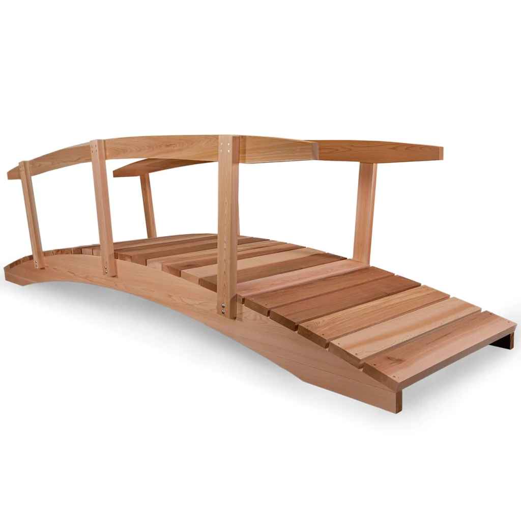 12 ft Wooden Garden Bridge with Railing | Homestead CedarWorks