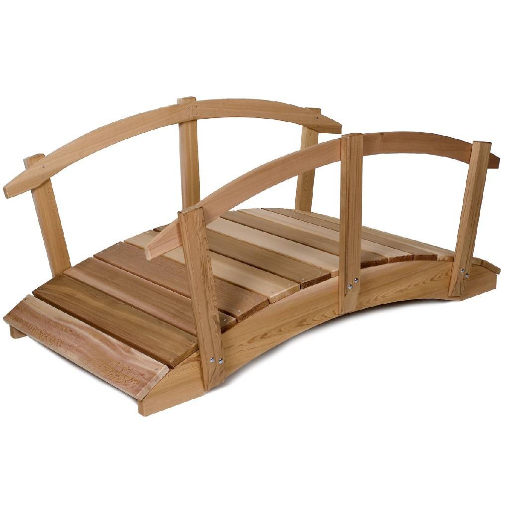 6 ft Wooden Garden Bridge with Railing | Homestead CedarWorks