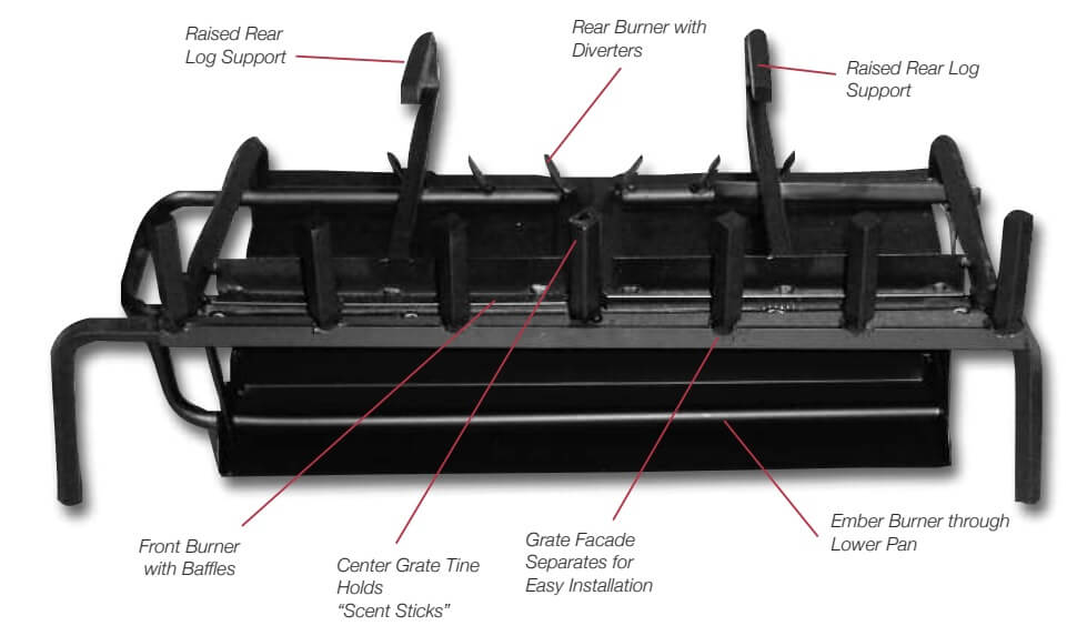 Elite Triple Burner Natural Gas with Red Oak Log Set | Master Flame